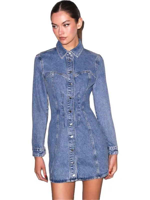 Fleur Du Mal Mini Shirt Dress - Denim