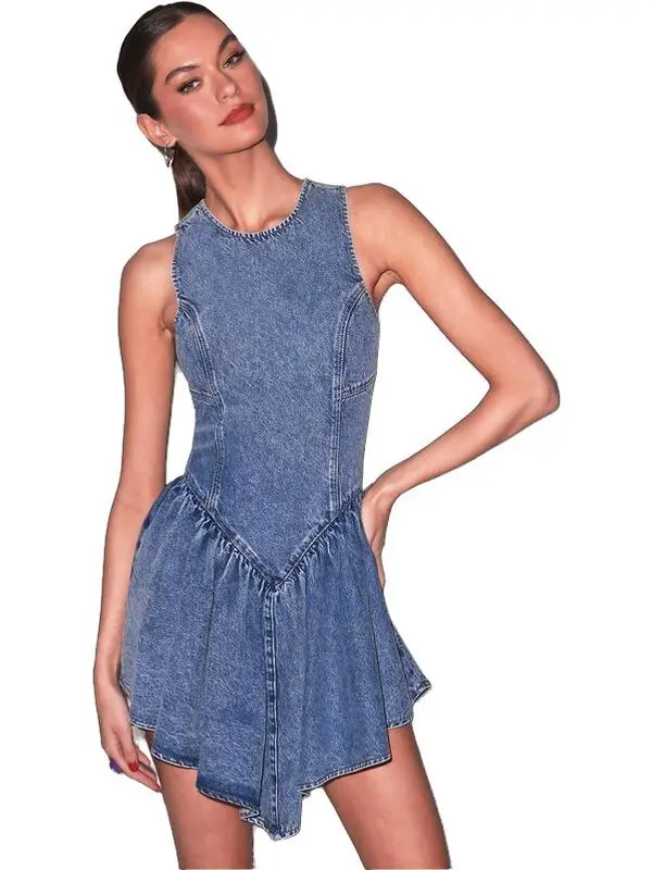 Fleur Du Mal Flare Mini Dress - Denim