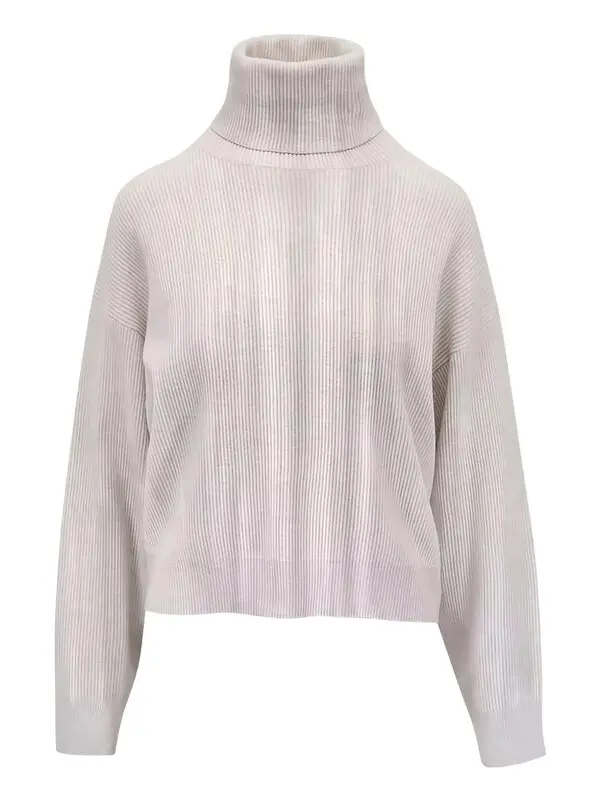 Brunello Cucinelli Turtleneck Ribbed Sweater - Neutrals