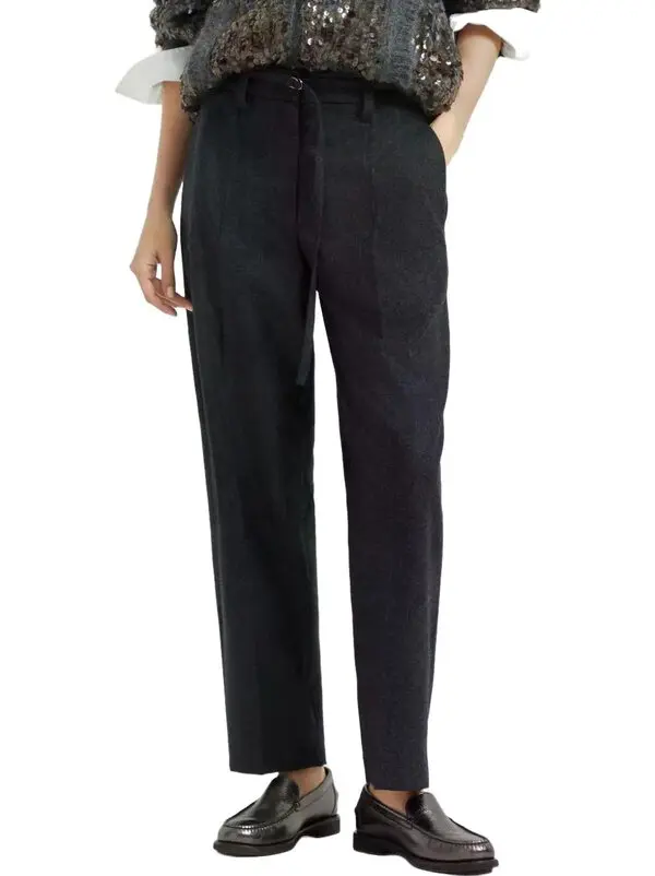 Brunello Cucinelli Wool Belted Trousers - Grey