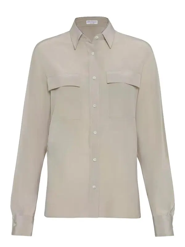 Brunello Cucinelli Crepe De Chine Shirt - Neutrals