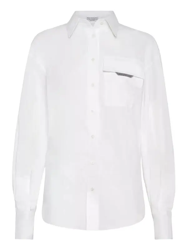 Brunello Cucinelli Long-sleeved Poplin Shirt - White