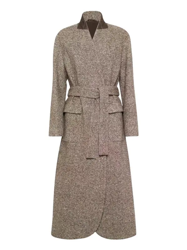 Brunello Cucinelli Belted Wrap Coat - Brown