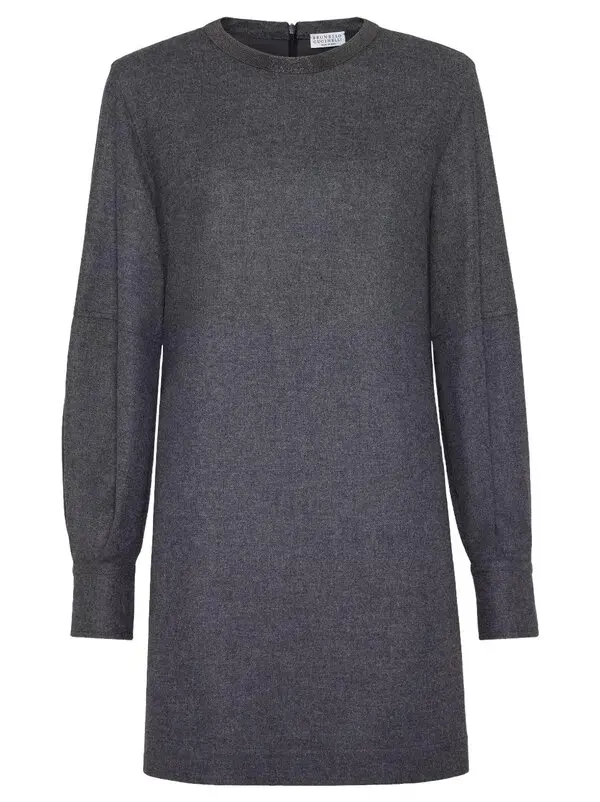Brunello Cucinelli Virgin Wool-blend Dress - Grey