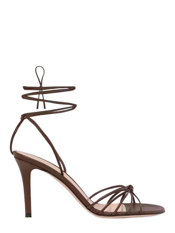GIANVITO ROSSI Lace-up Leather Sandals - Brown