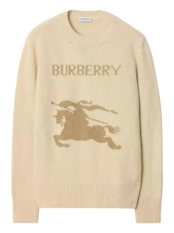 Burberry Intarsia-knit Logo Sweater - Neutrals