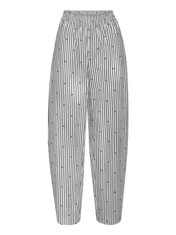 Remain Birger Christensen Striped Trousers With Elasticated Waistband - White