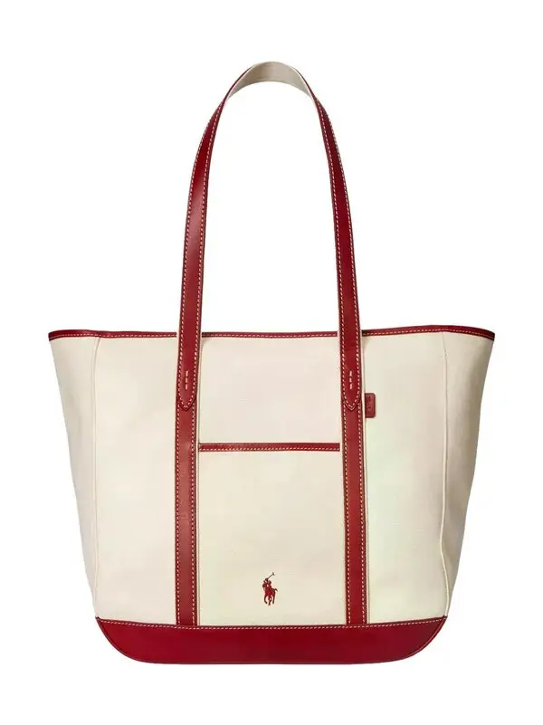 Polo Ralph Lauren Leather-trimmed Canvas Tote Bag - Neutrals