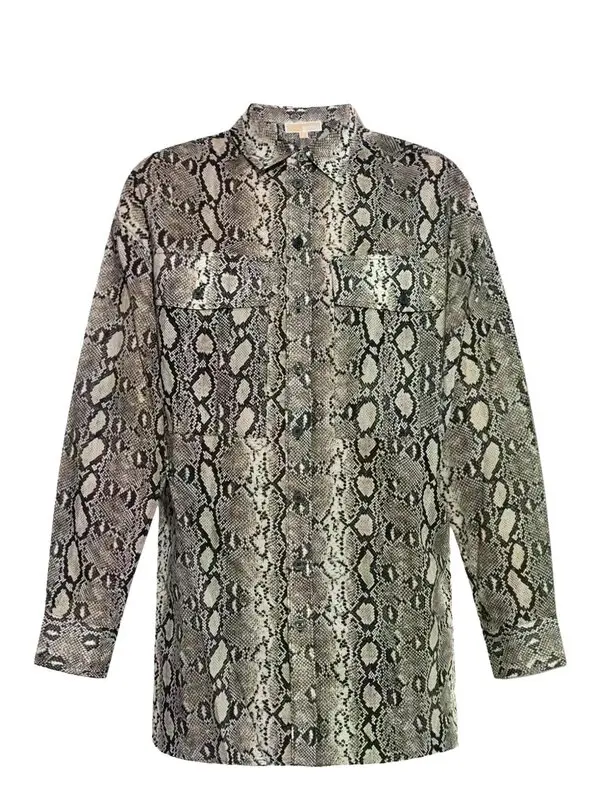 Michael Kors Snakeskin Print Pocket Shirt - Brown
