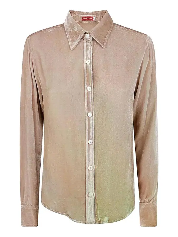 BIANCO LEVRIN Velvet Button-down Shirt - Neutrals