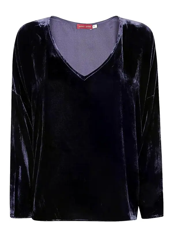 BIANCO LEVRIN Velvet V-neck Top - Purple