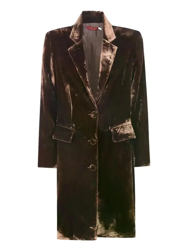 BIANCO LEVRIN Velvet Buttoned Coat - Brown