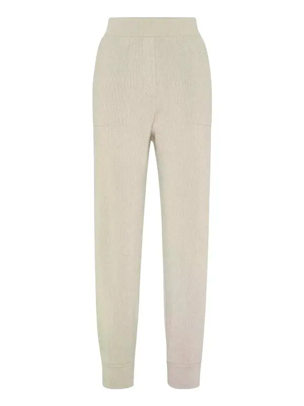 Brunello Cucinelli Ribbed-knit Joggers - Neutrals