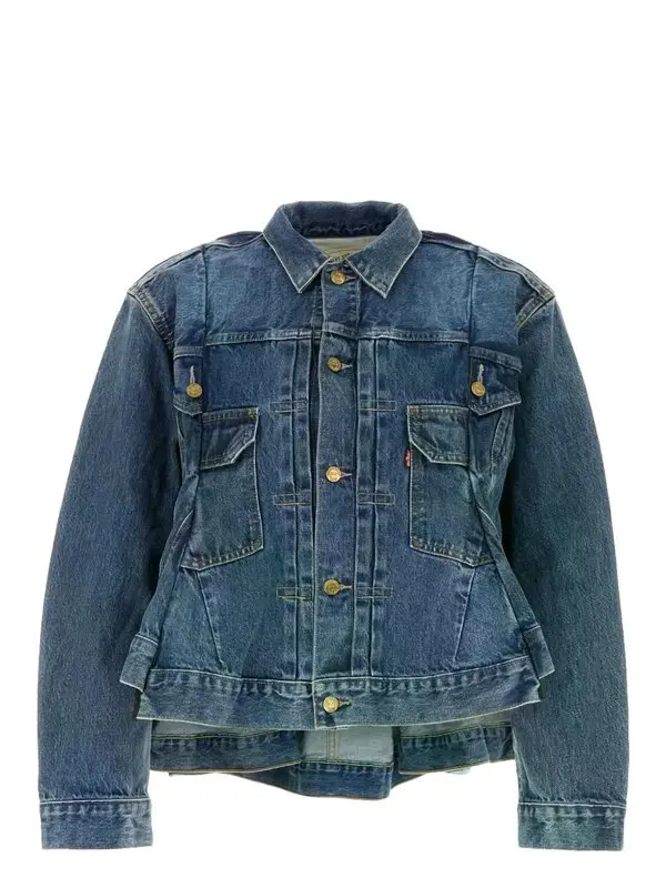 Sacai Distressed Denim Jacket - Blue