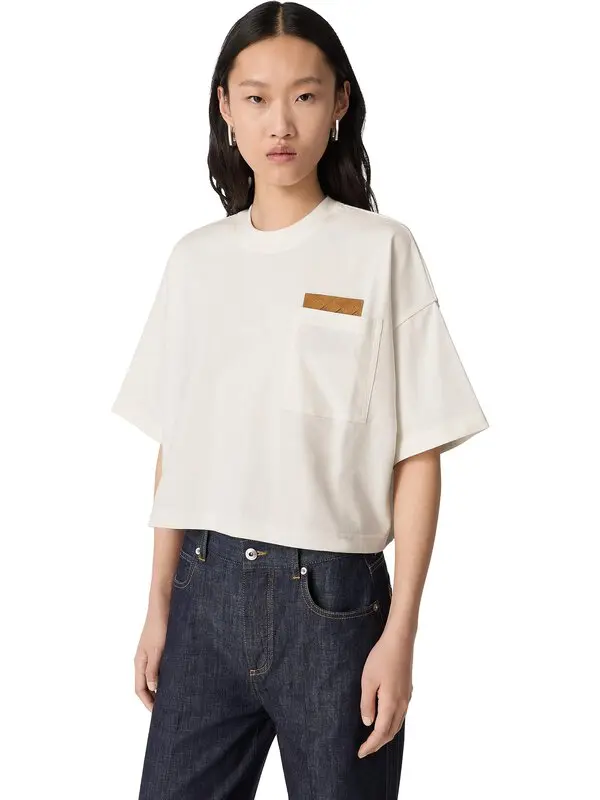 BOTTEGA  VENETA Cotton Jersey Cropped T-shirt - Chalk