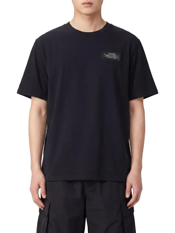 Amiri Crewneck Pure Cotton T-shirt With Contrasting Logo - Black