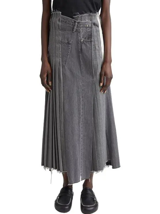 KURO Remake Denim Maxi Skirt - Black Assort