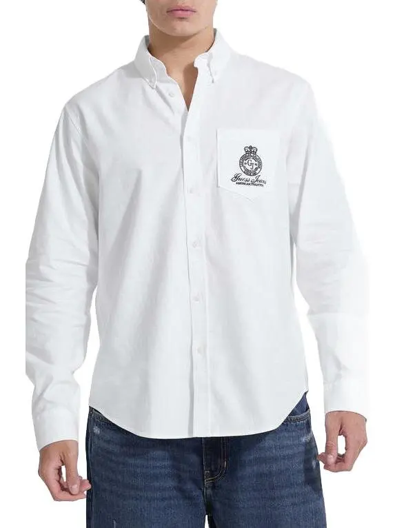 Guess Embroidered Pocket Button-down Shirt - White