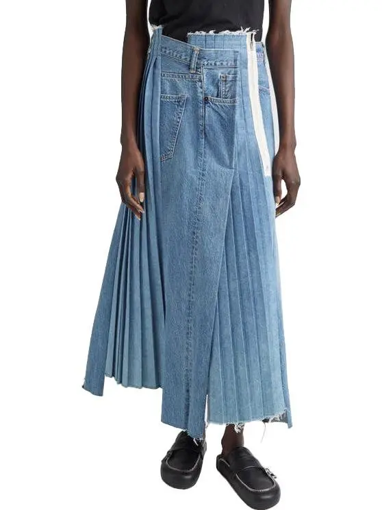 KURO Remake Denim Maxi Skirt - Indigo Assort