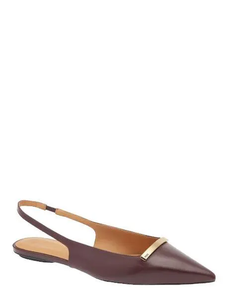 TOD'S Barretta Pointed Toe Slingback Flat - Kraft Chiaro