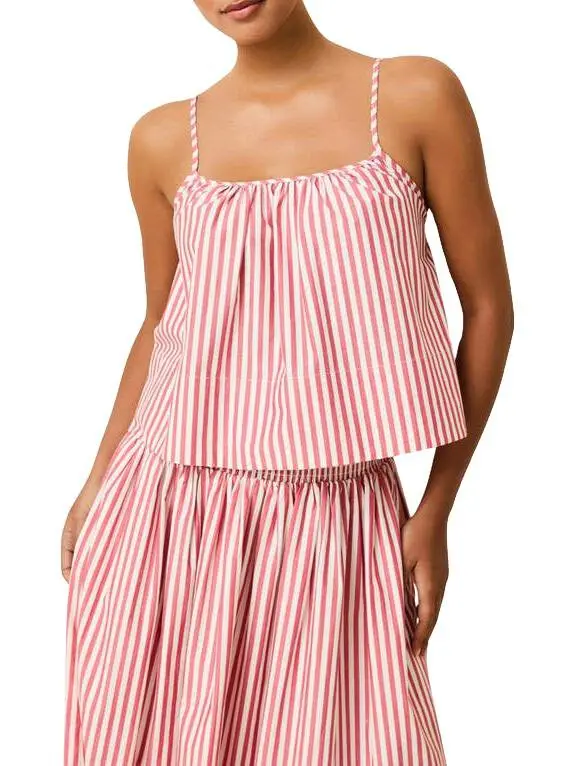 Solid & Striped The Mayan Stripe Cotton Camisole - Lipstick Red