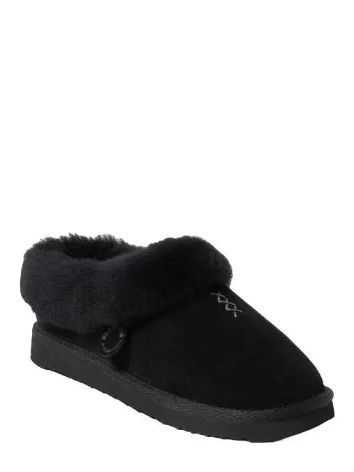 DEARFOAMS Fireside Adelaide Genuine Shearling Clog Slippers - Black