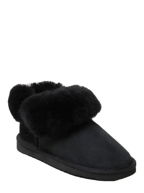 DEARFOAMS Fireside Perth Genuine Shearling Foldover Boots - Black