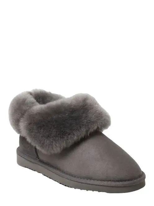 DEARFOAMS Fireside Perth Genuine Shearling Foldover Boots - Grey