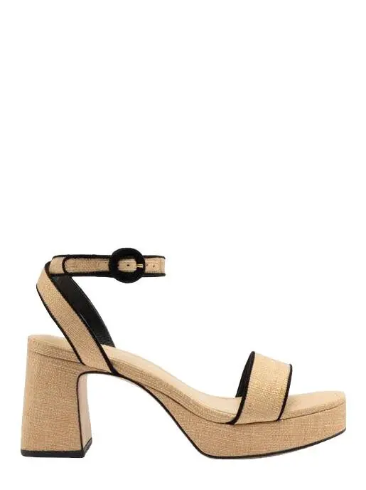 Larroude Dolly Low Platform Sandals - Beige