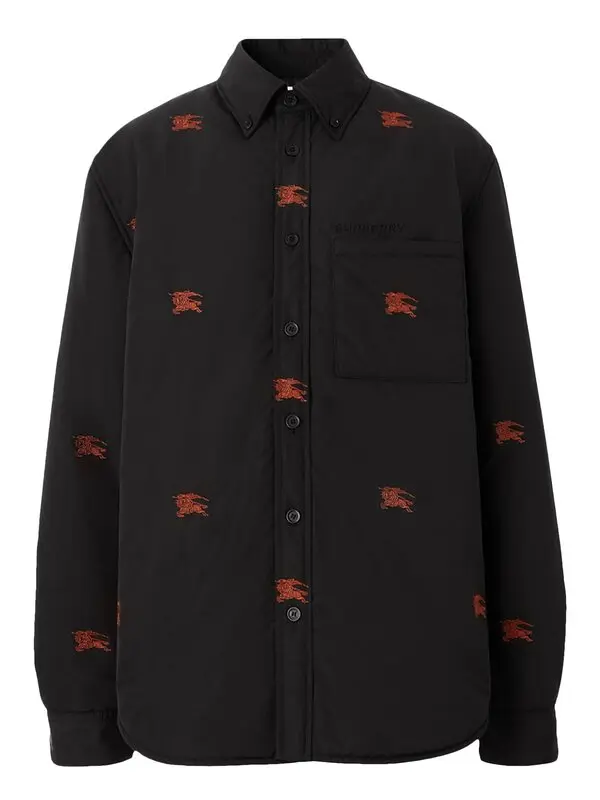Burberry Embroidered Ekd Nylon Overshirt - Black