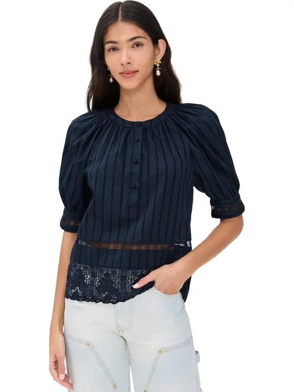 Ulla Johnson Faye Puff Sleeve Blouse - Midnight