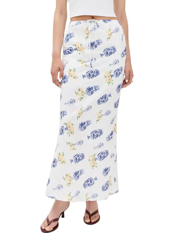 BAILEY ROSE Printed Maxi Skirt - Off White