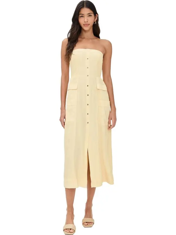 Ramy Brook Blair Strapless Midi Dress - Butter