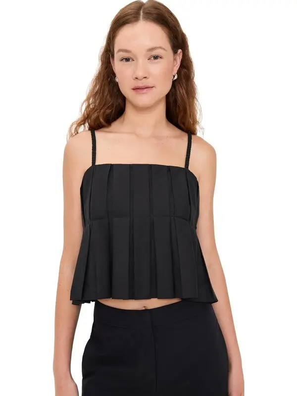 Theory High-low Pleated Cami - Black