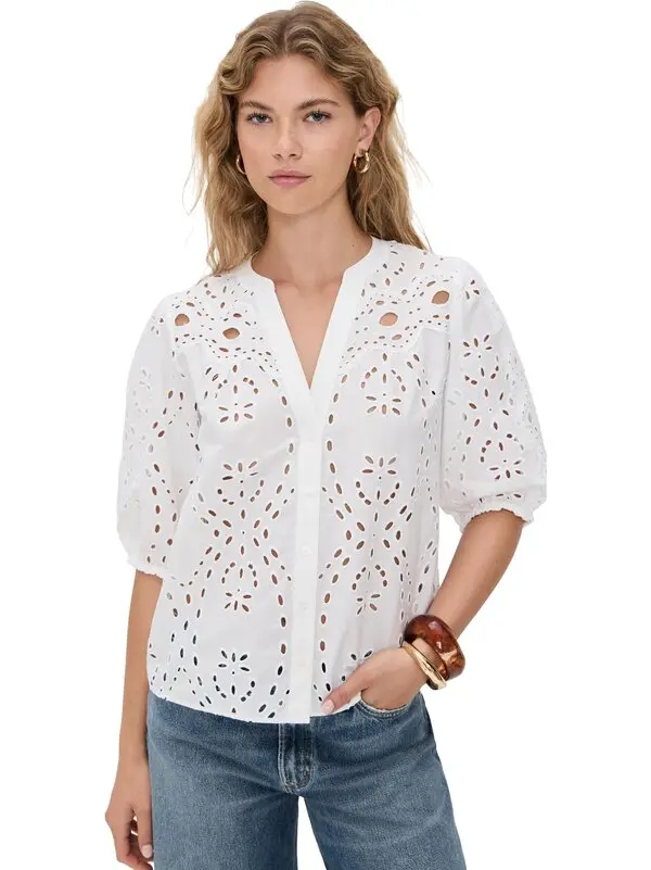 Ba&sh Beatrice Eyelet Blouse - Ecru
