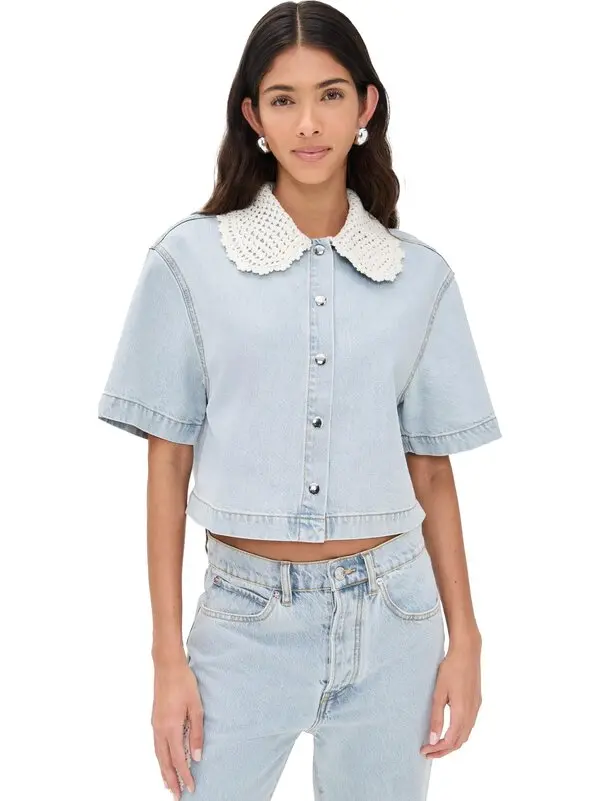 FRAME Crochet Collar Denim Shirt - Florida