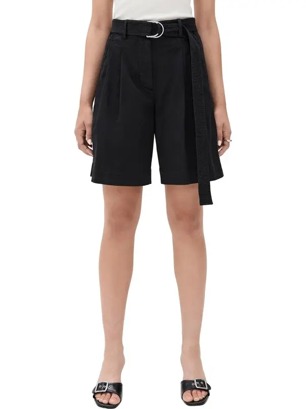 Helmut Lang Garment Dyed Pleated Shorts - Black