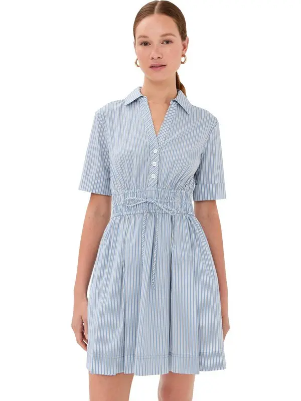 Veronica Beard Striped Shirting Mini Dress - Blue/multi