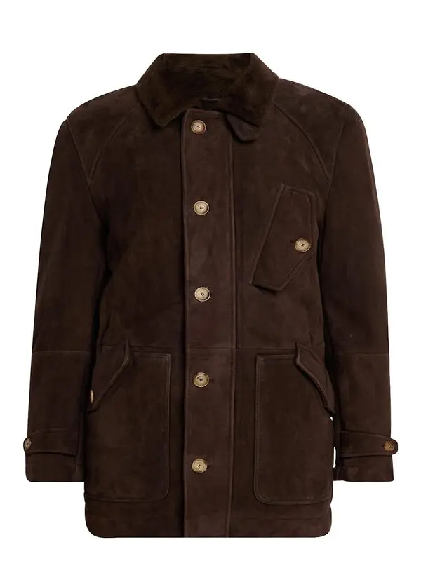 Brunello Cucinelli Shearling Lined Button-front Parka - Dark Brown