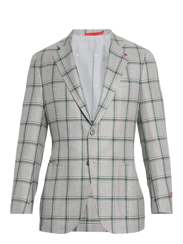 Isaia Windowpane Check Sport Coat - Light Grey