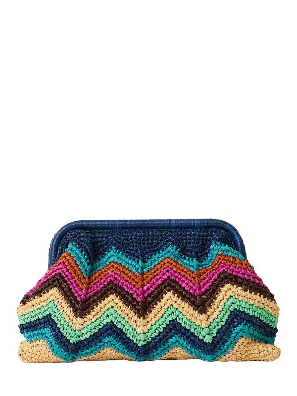 BTB LOS ANGELES Skye Zigzag Straw Clutch - Multi