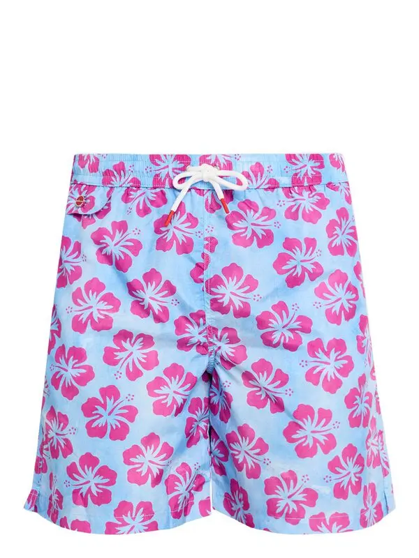 Kiton Printed Swim Trunks - Blu Mult