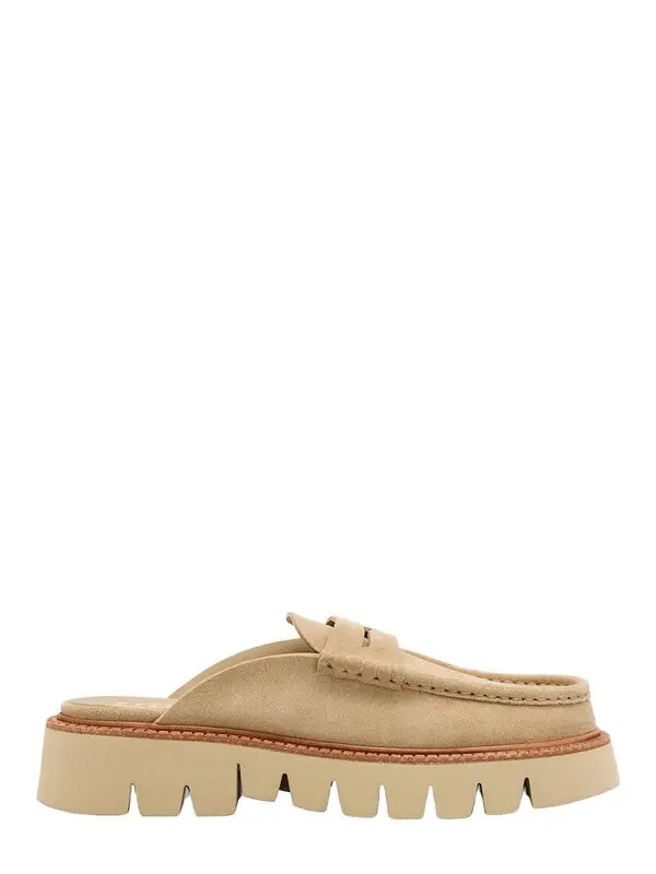 PEDRO GARCIA Savy Suede Lug Loafer Mules - Rope Castoro