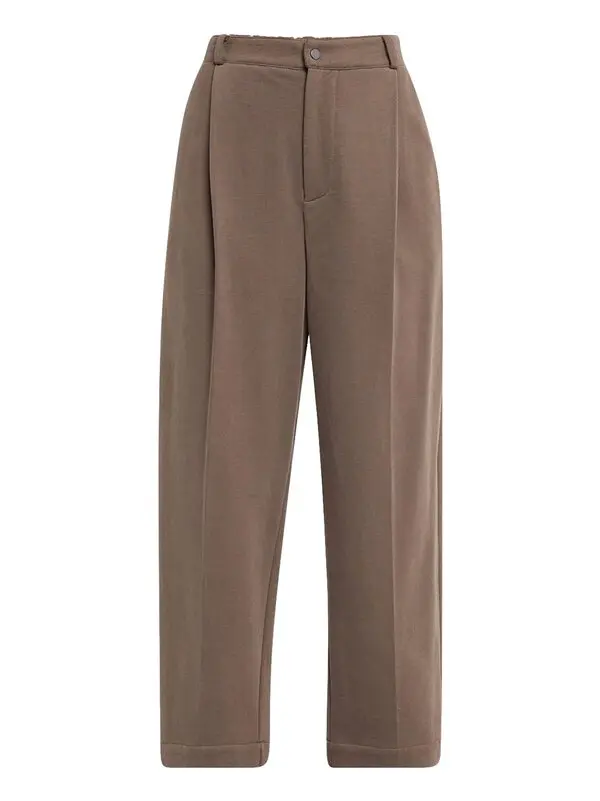 Brunello Cucinelli Cotton Fleece Pleated Crop Pants - C4228 Ebony