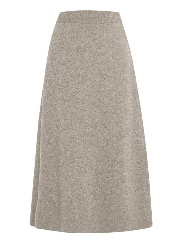 Brunello Cucinelli Cashmere Knit A-line Midi Skirt - Cft47 Rustic