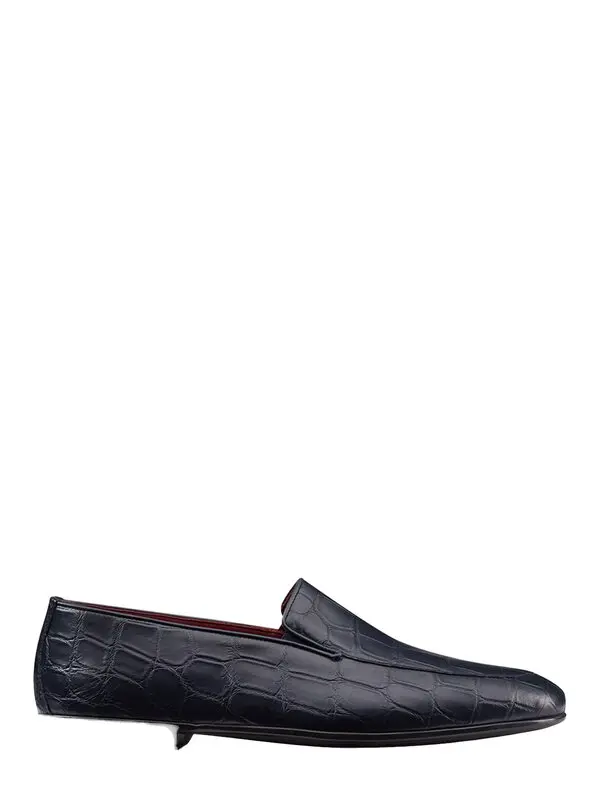 Stefano Ricci Matte Crocodile Leather Loafers - Navy