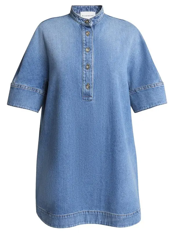 Givenchy Short-sleeve Denim A-line Mini Dress - Medium Blue