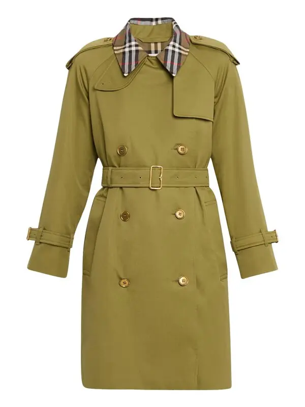 Burberry Castleford Belted Double-breasted Trench Coat With Check Collar - Estate
