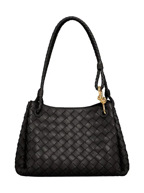 Bottega Veneta Parachute Medium Nappa Leather Shoulder Bag - Black