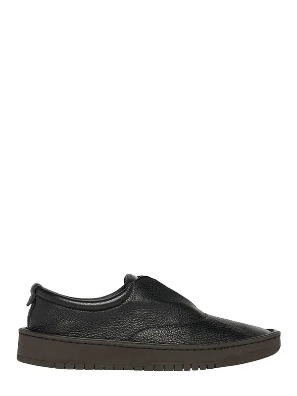 Giorgio Armani Grained Deerskin Slip-on Sneakers - Black
